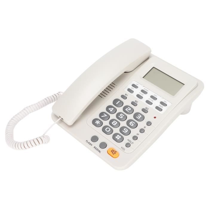 HURRISE Téléphone CID KX‑T6009CID Téléphone filaire de bureau Téléphone fixe filaire avec ...