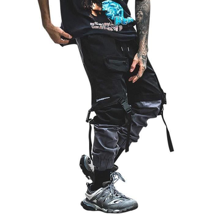 Pantalon Cargo Homme Slim Fit Bas de Survêtement Hip Hop Multi-Poches - Minetom - Cdiscount Prêt ...