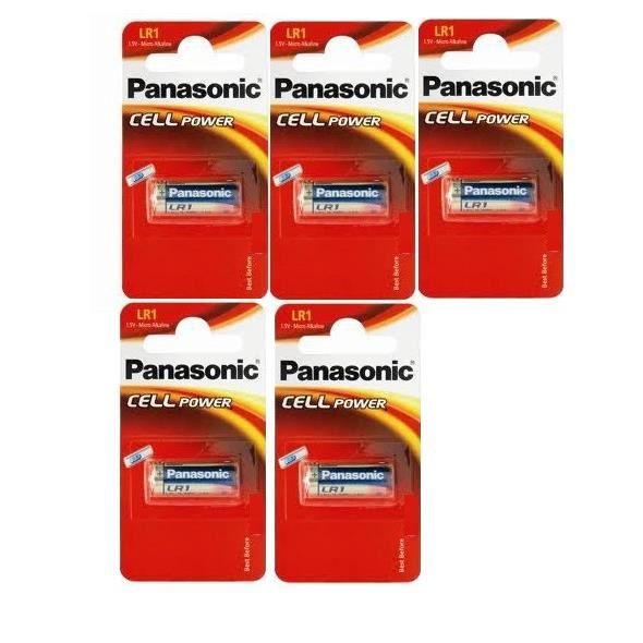 Panasonic lot de 5 piles LR1 MN9100 N 1.5V alcaline (en blister de 1 ...