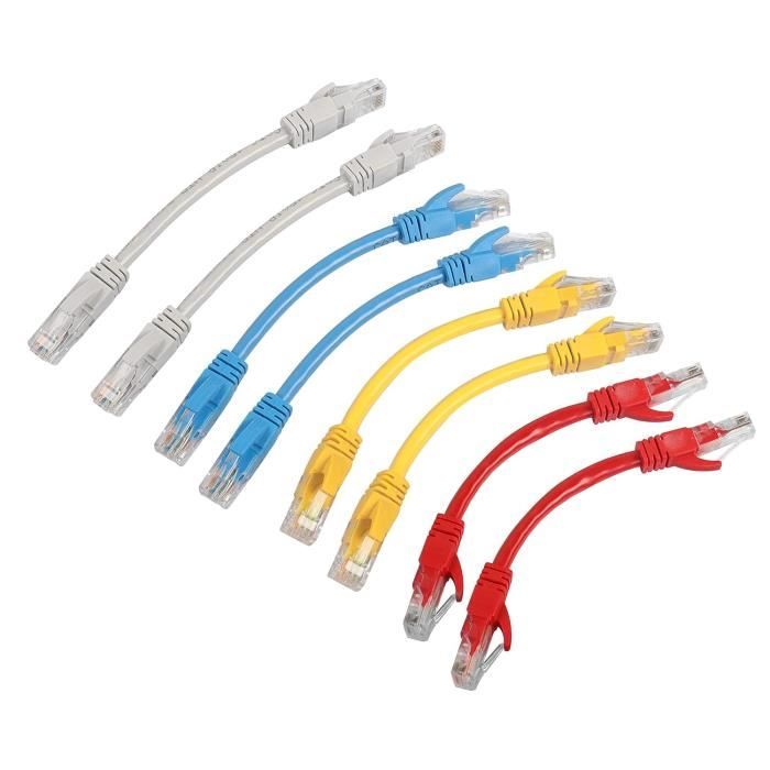Lot de 8 cables de raccordement Ethernet Cat6 courts de 0,15 m pour ...