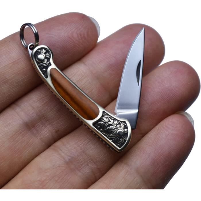 JPCRMOV Mini Couteau Pliant, Couteau de Poche Lame en Acier X50CR15MoV ...