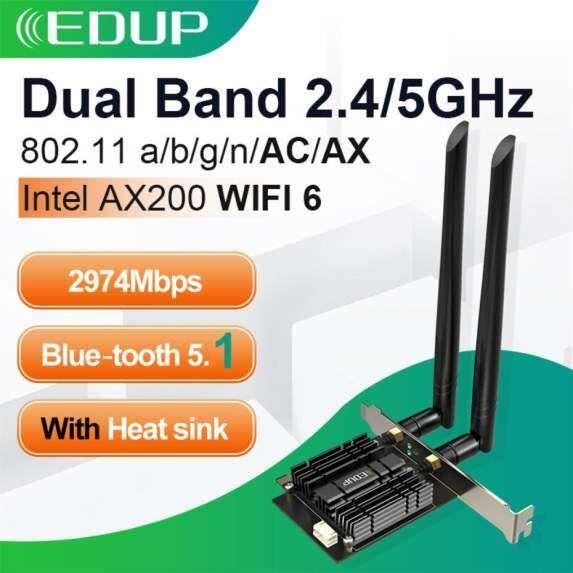 GP08936-carte réseau sans fil Intel AX200 PCIe. adaptateur WiFi 6 PCI ...