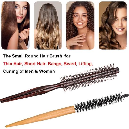 2Pcs Brosse Cheveux Ronde,Brosse Cheveux Brushing Avec Manche En Bois ...