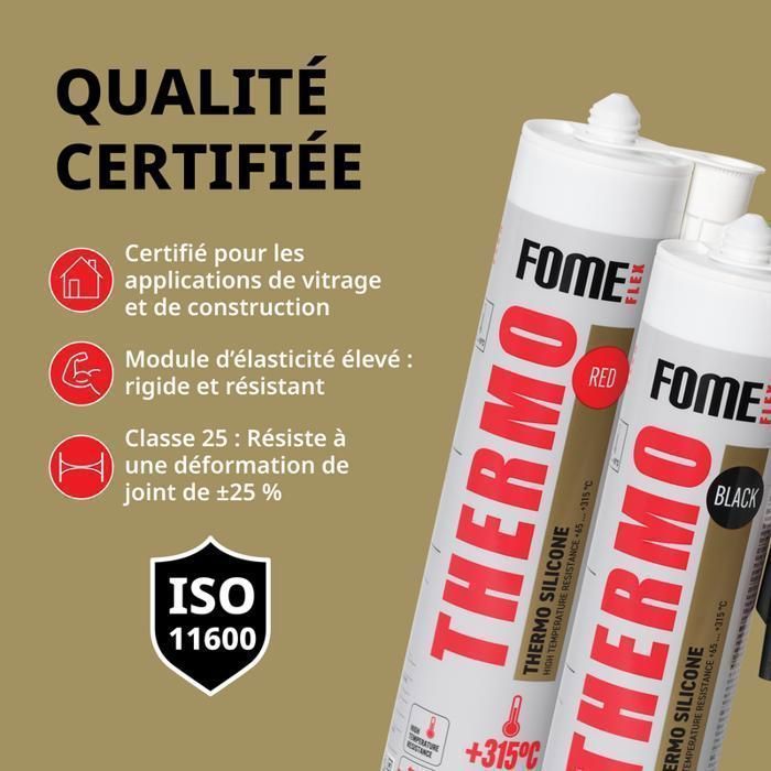 Mastic haute température FOME FLEX Thermo 315 °C – silicone rouge ...