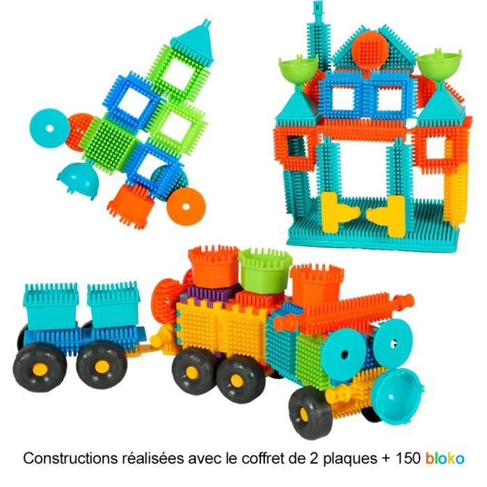Jouet de construction - BLOKO - Coffret de 150 avec 2 Plaques de jeu et ...