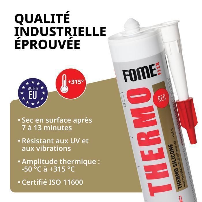 Mastic haute température FOME FLEX Thermo 315 °C – silicone rouge ...