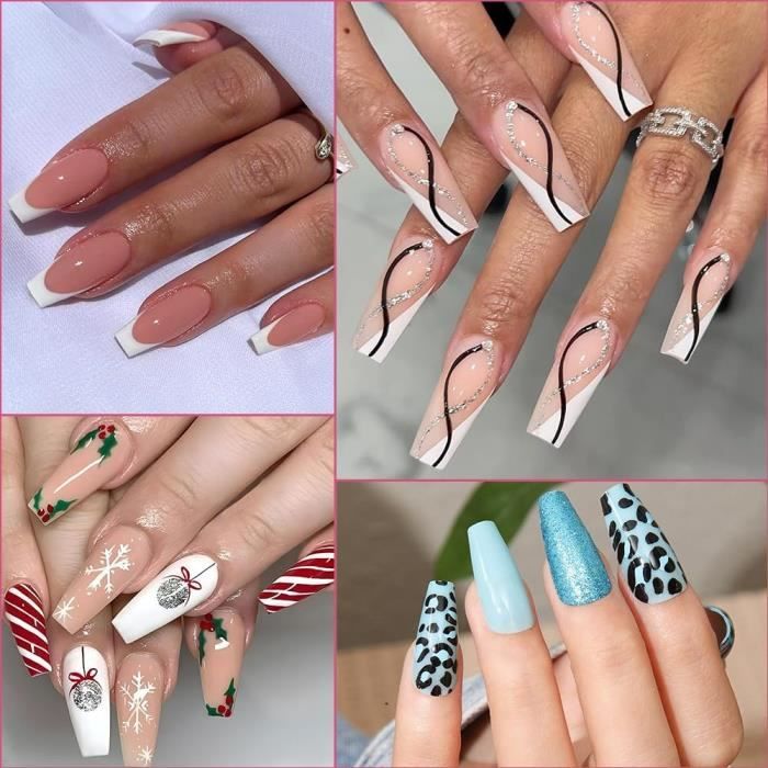 504pcs Capsule Americaine Ongle Ballerine Long Faux Ongles, Capsule ...