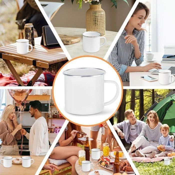 2 Pièces Tasse Emaillee Metal 350 ML Tasse Camping Email Tasse en Fer ...