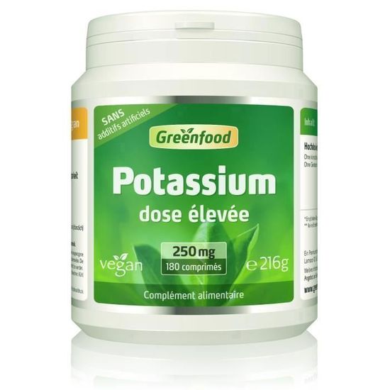 Greenfood Potassium, 250 mg, 180 comprimés. Vegetarians. - Cdiscount ...