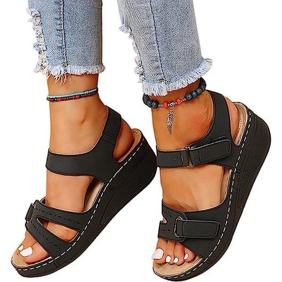 Sandales d'été pour femmes,sandales à talon compensé à fond doux, Femme ...