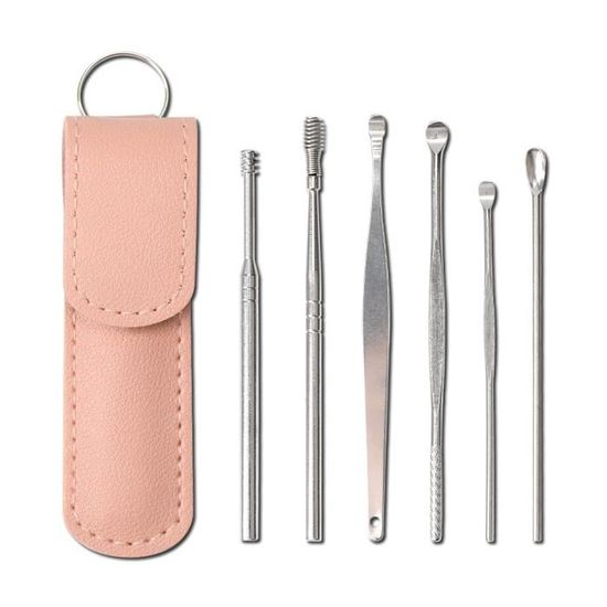 KIT ANTI-CERUMEN,Pink--Nettoyeur'oreilles, 6 pièces, dissolvant de ...