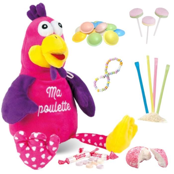 Peluche "Ma Poulette" accompagnée d'un sachet de 25 confiseries ...