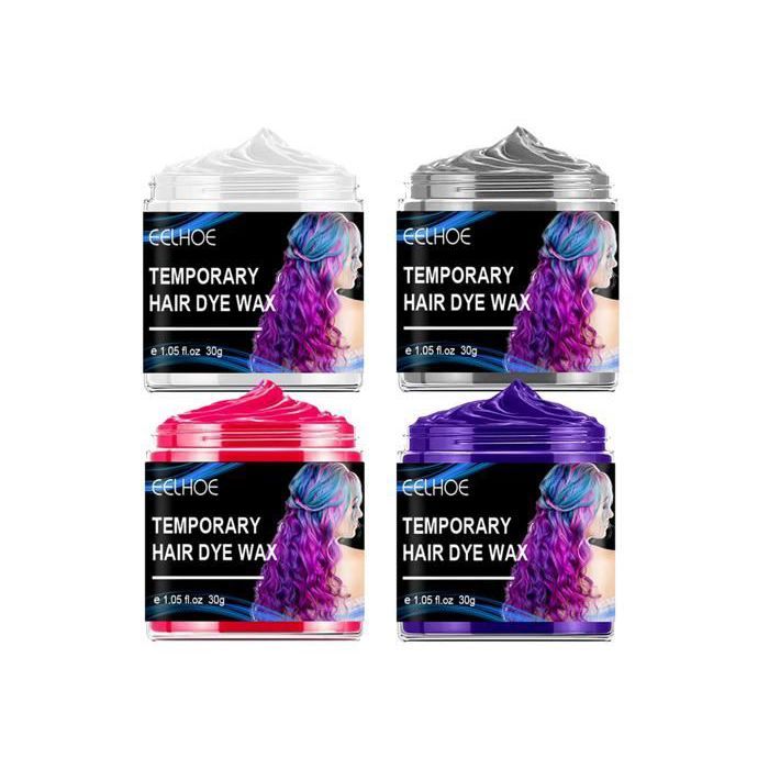 4 Couleurs Cire Colorante Cheveux, Cire de Teinture Capillaire ...