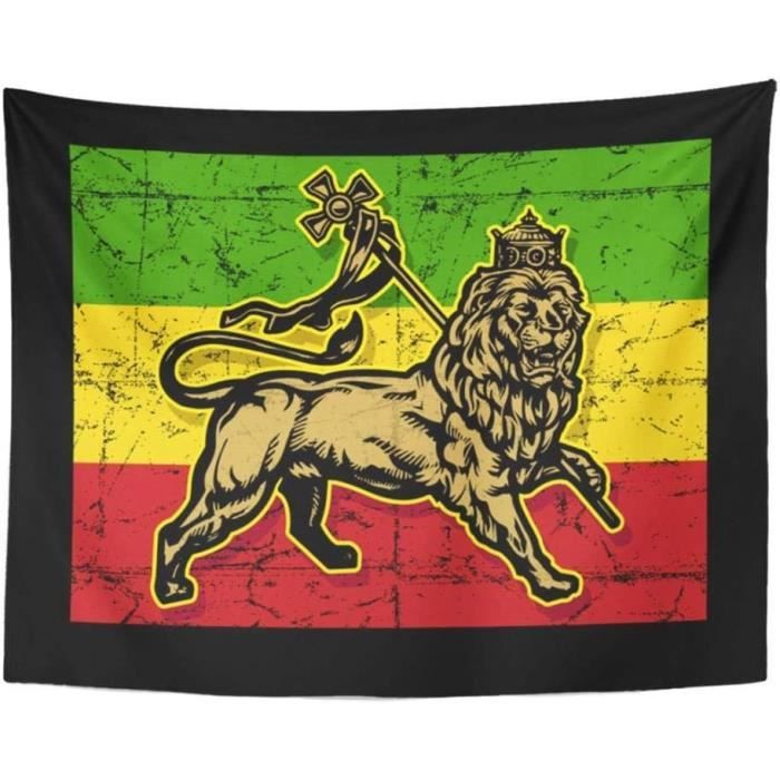 Vert Rasta Lion De Judah Drapeau Rouge Reggae Jamaïque Tapisserie Décor ...