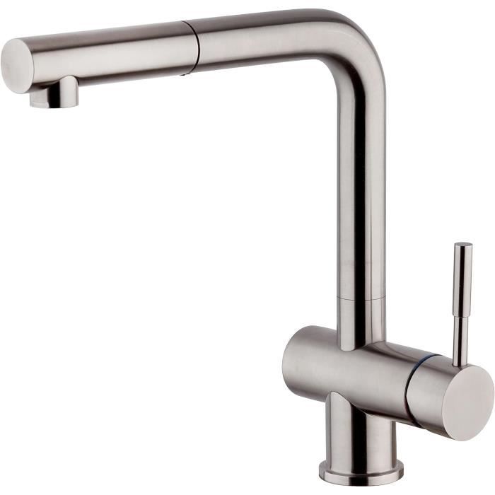 Robinet Mitigeur Monocommande Cuisine Inox Évier Douche Extractible ...