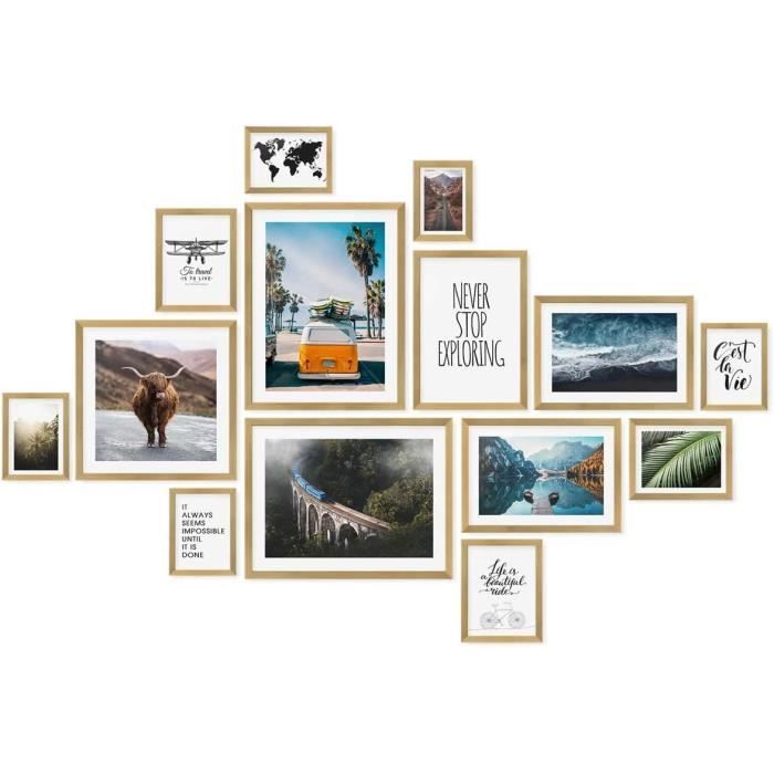 Cadre Bois Mdf Doré, Lot De 14 Cadres Photo Pour Posters Et Affiches No ...