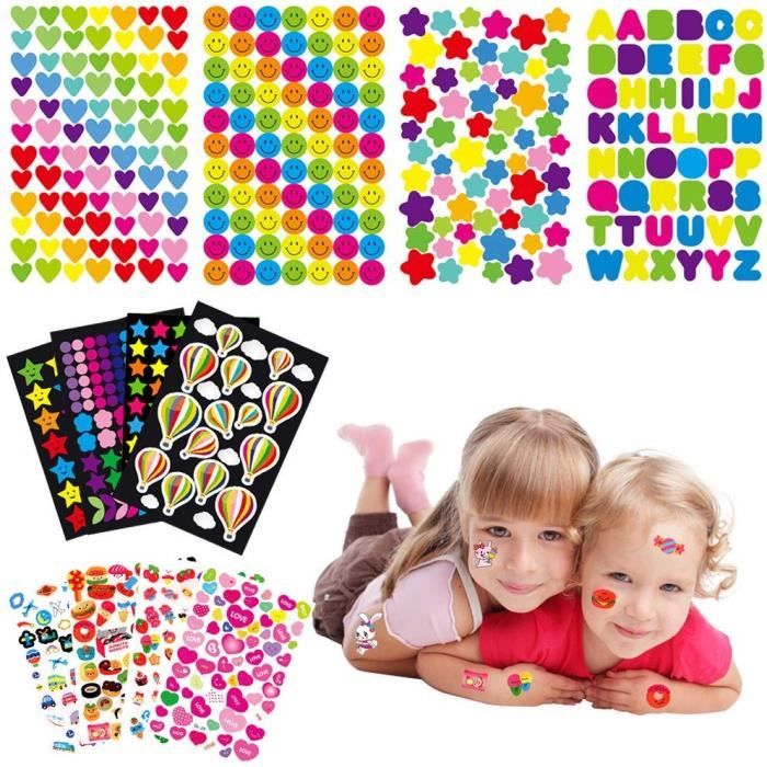 Gommettes Enfants - Non toxique - 1700 Autocollants - 36 Feuilles ...