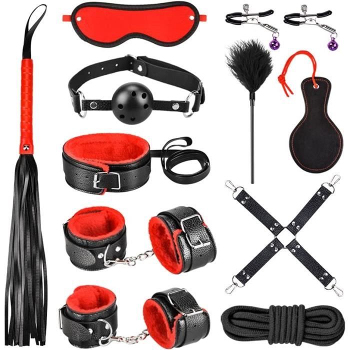 WEYE-11 Pièces Ensemble de Bundles, Débutants Fétiche SM Set en Cuir, Ensemble de Jouets Sexuels ...