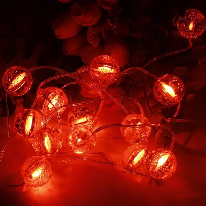 5m 50leds USB rouge Guirlande lumineuse LED à piles, télécommande ...