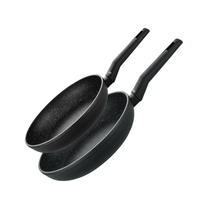 Lot de 2 poêles à frire de 24 cm et 28 cm en aluminium forgé Elo Granit Solution 9904650 ...
