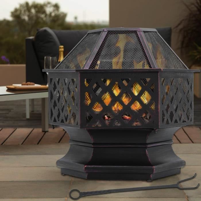 Brasero Exterieur de Jardin Brasero Terrasse en Acier avec Grille Pare ...
