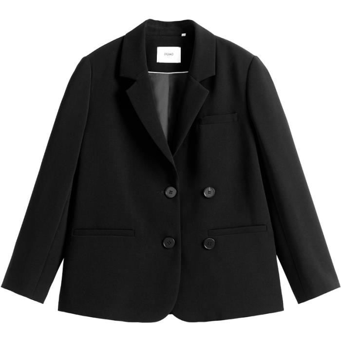 Manteau, Blazer noir et blanc pour femme - Black[B7770] - Vêtement japonais ample et décontracté ...