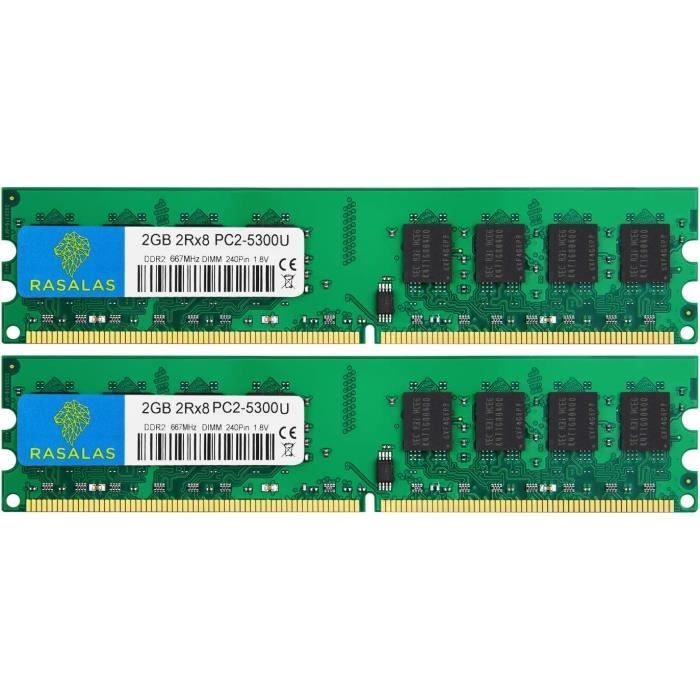 4Gb Kit(2X2Gb)Pc2-5300 Ddr2 667 Udimm 2Rx8 1.8V Cl5 240-Pin Non-Ecc ...