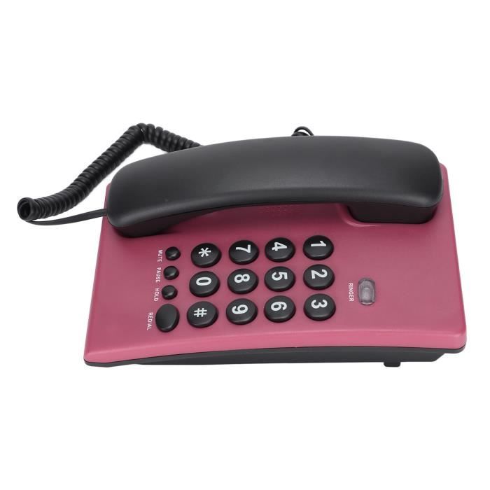 Zerone Ligne fixe filaire KX‑T504 Téléphone filaire multifonctionnel sans batterie à domicile ...