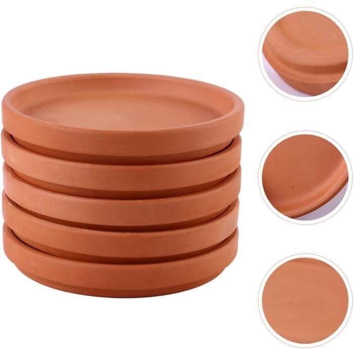 Lot de 5 soucoupes rondes en terre cuite pour pot de fleurs pour pots ... Lot de 5 soucoupes rondes en terre cuite pour pot de fleurs pour pots ...