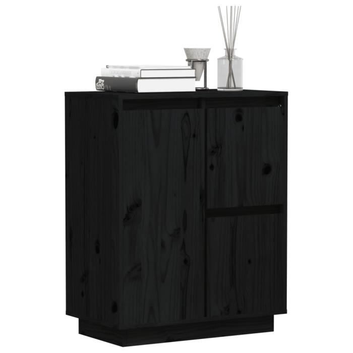 FAN - Buffets | bahuts - Buffet Noir 60x34x75 cm Bois massif de pin ...
