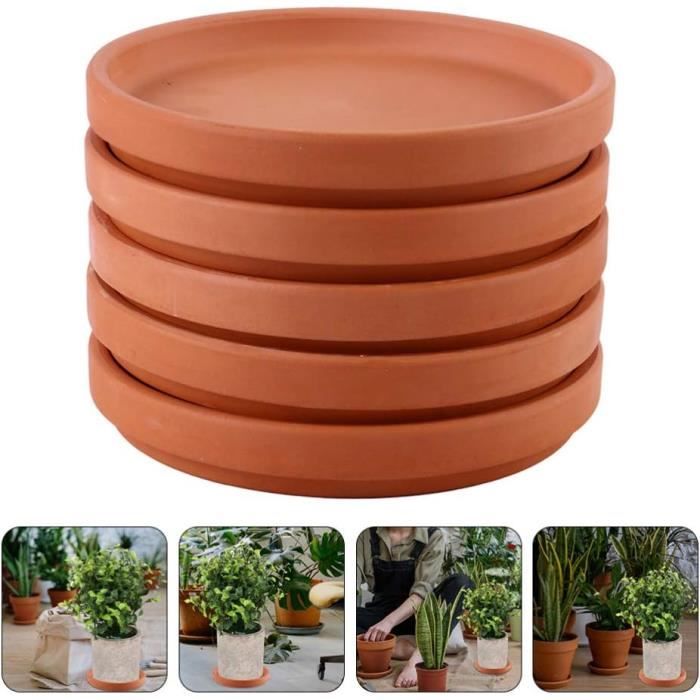 Lot de 5 soucoupes rondes en terre cuite pour pot de fleurs pour pots ... Lot de 5 soucoupes rondes en terre cuite pour pot de fleurs pour pots ...