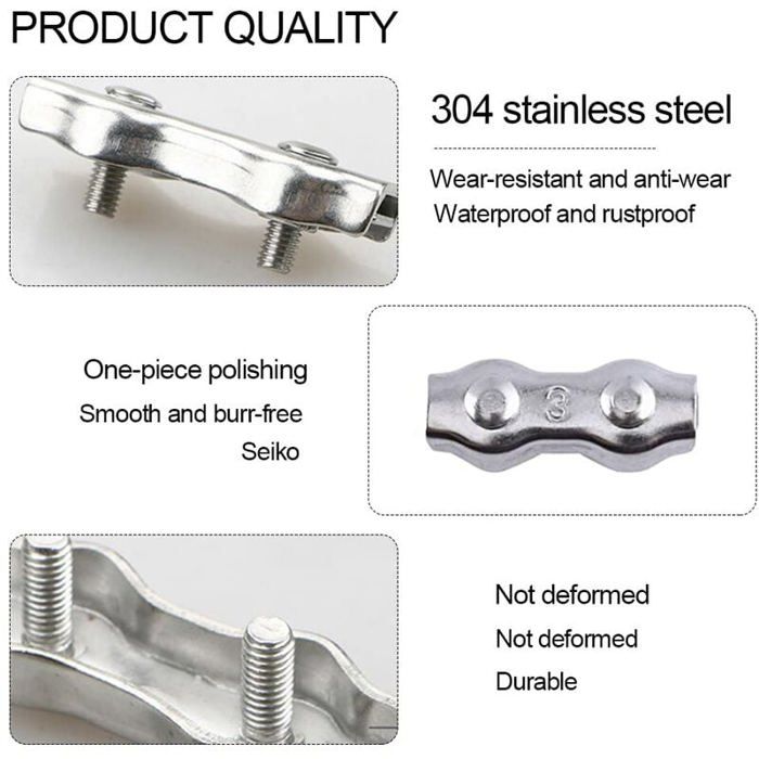 Serre-câble en acier inoxydable,duplex clips M3,pour fixation d'auvent ...
