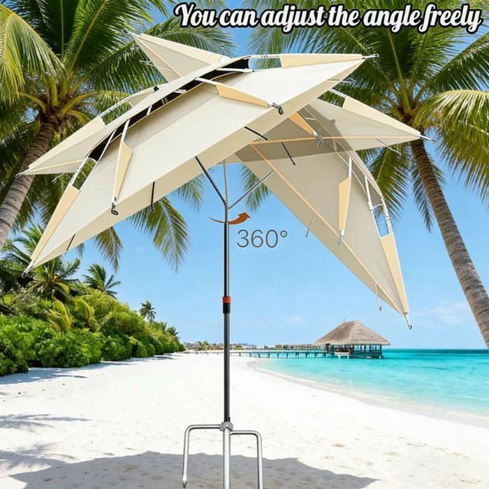 Parasol de plage résistant au vent,stable,rotation libre à 360 ...