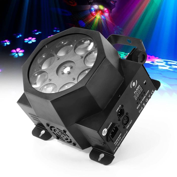 Jeu de lumière - Noir - Spot GOBO 8x3W à LED RGBW - DMX - Flash ...