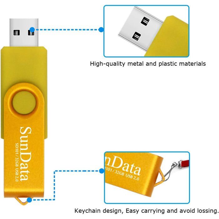 Clé USB 32 Go-KAL-Clé USB 32 Go Lot de 2,USB 2.0 Flash Drive Rotatif ...