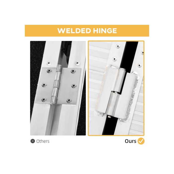 HOMCOM Textured Aluminum Folding Wheelchair Ramp, 183 x 72 cm Portable ...
