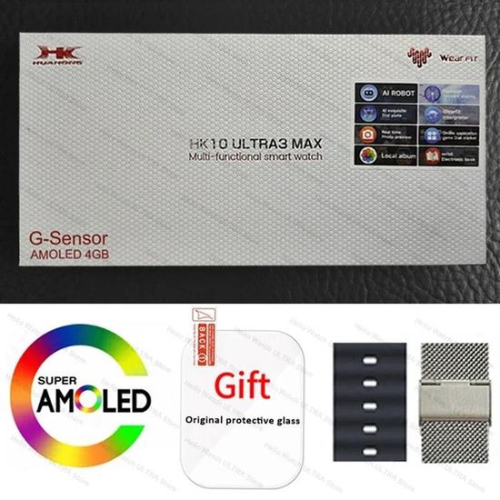 Nouveau Hk10 Ultra 3 Max Smartwatch 2025 49Mm Hd Amoled 4G Rom ...