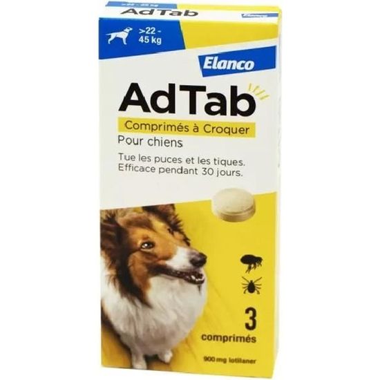 AdTab Anti Puces Chien XL (22-45 Kgs) Boite de 3 - Cdiscount