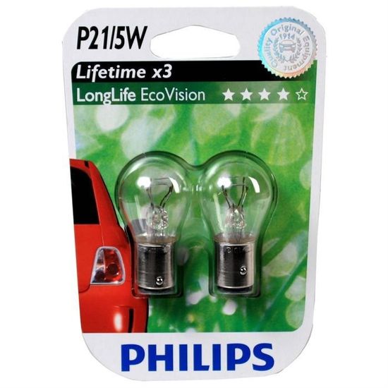 Ampoules Philips P21/5W LongLife EcoVision - Cdiscount Auto