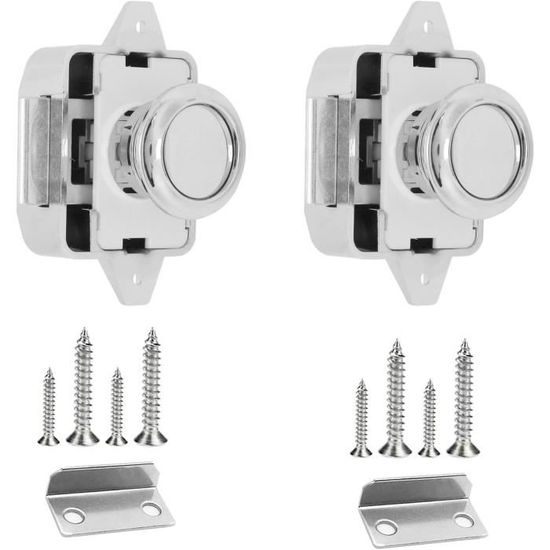 2 Pcs Push Lock Argent Push Lock 14-16Mm Bouton Poussoir Verrouillage ...