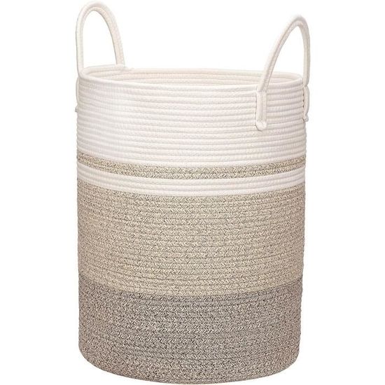 Grand Panier À Linge, Grand Panier Linge En Corde Tissée Avec Poignées ...