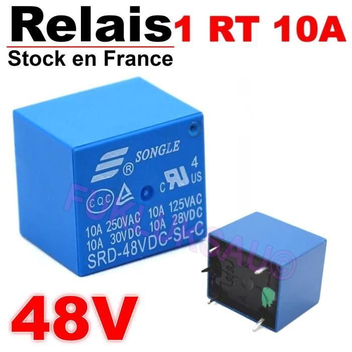 10 RELAIS DE PUISSANCE BOBINE 1 RT 10A BOBINE 48V RELAY - 5 PIN - BROCHE SKK474 - Cdiscount Auto