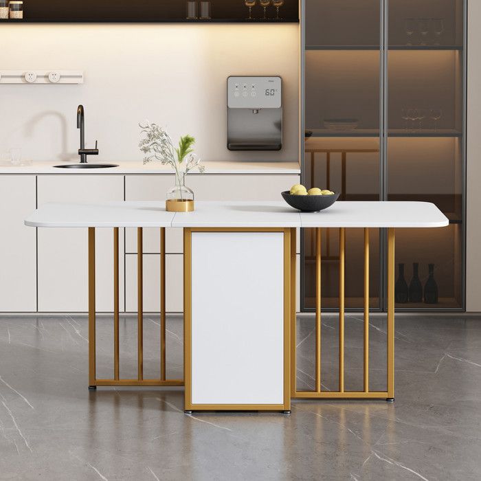 MODERNLUXE Table à manger pliante rétractable polyvalente avec étagères ...