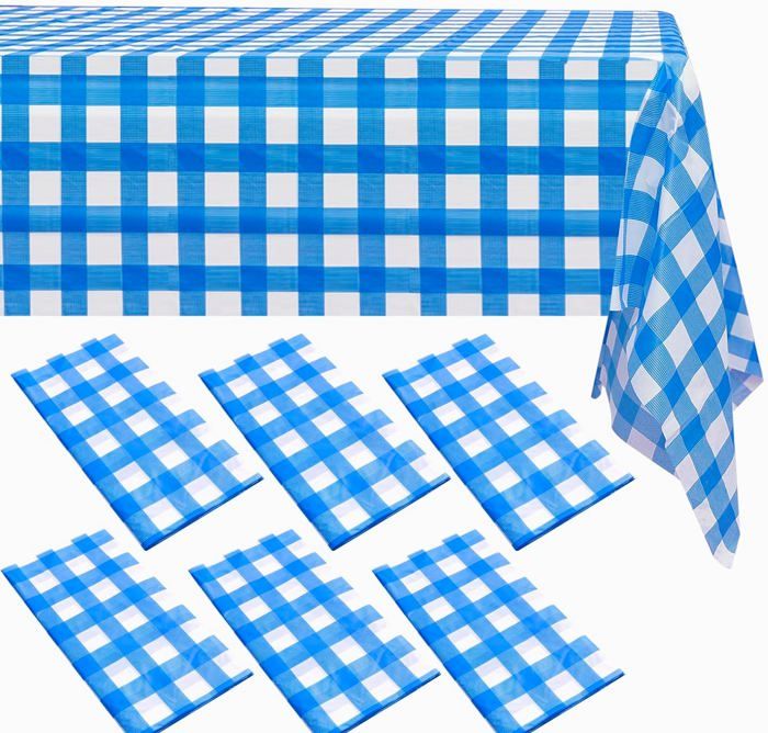 Lot de 6 nappes Bleues à Carreaux Vichy Bleu | 137,2x274,3cm | Nappe de ...