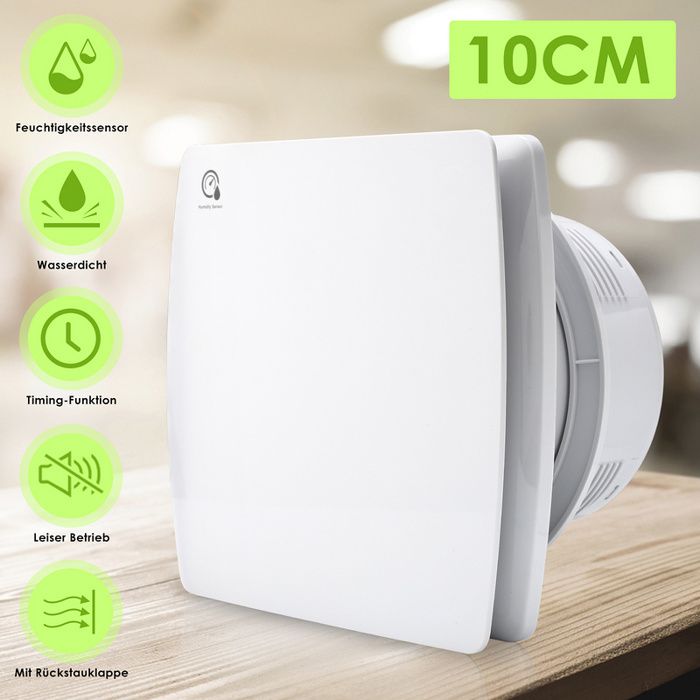 Daromigo Ventilateur de salle de bain - Minuterie de 100 mm - Capteur d'humidité - Avec ...