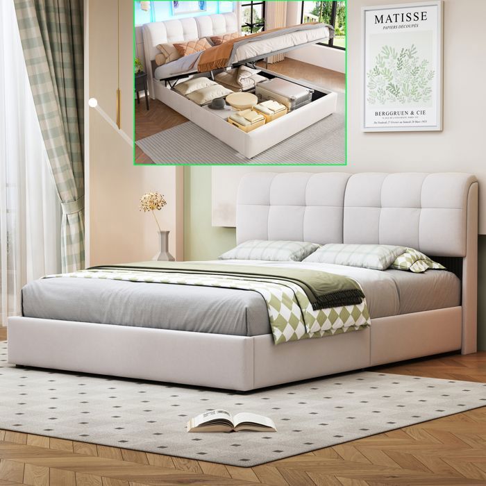 Lit 140x200 Avec Rangement Et Sommiernull