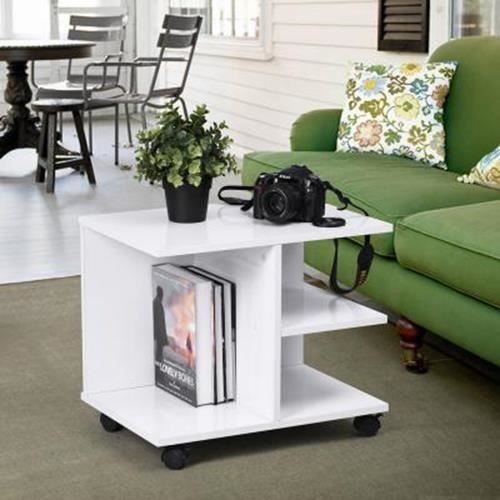 Aingoo table basse à roulettes en panneaux Blanc - Cdiscount Maison
