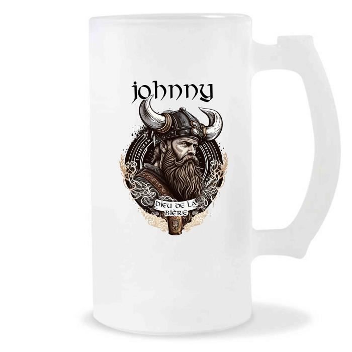 Chope de Bière Johnny Design Viking | Verre à bière pinte Cadeau Apéro Humour alcool pour ...