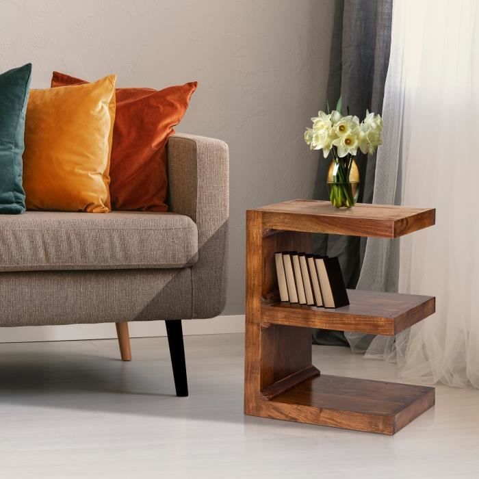 WOMO-DESIGN Table Basse Edmonton E Cube 60 cm en Bois d'Acacia Massif ...