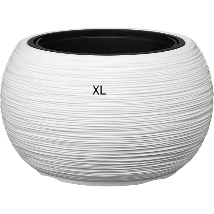 Pot De Fleurs Avec Insert Amovible Rond Rainuré, Couleur : Blanc ...